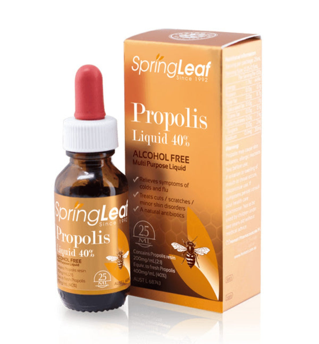 澳洲 Spring Leaf 無酒精蜂膠40% 滴劑25ml，[A] $69/支，[B] $118/2支 (平均$59/支) – Fun Mart HK