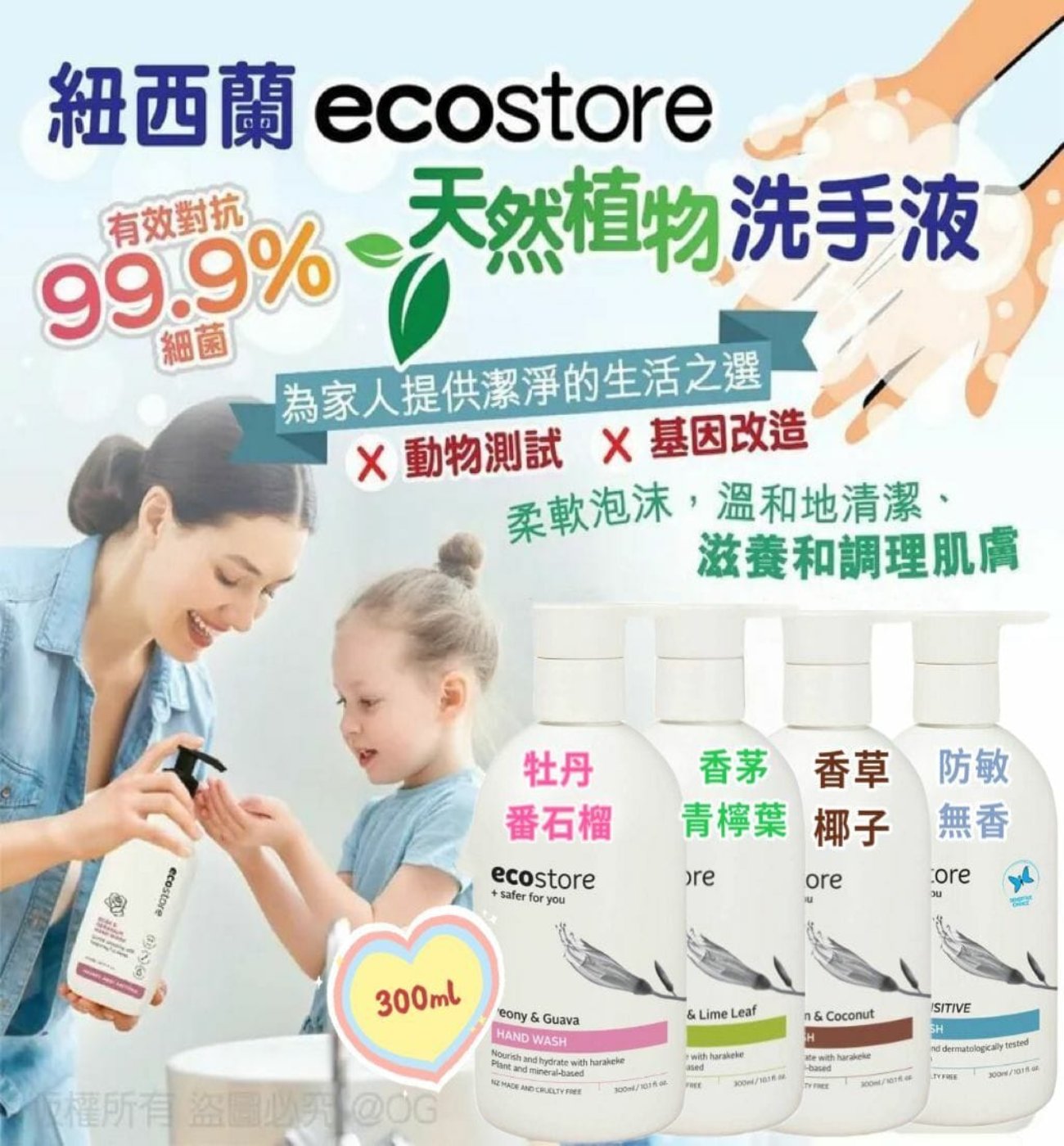 紐西蘭 Ecostore 天然植物洗手液 300ml，4款配方任擇 – Fun Mart HK